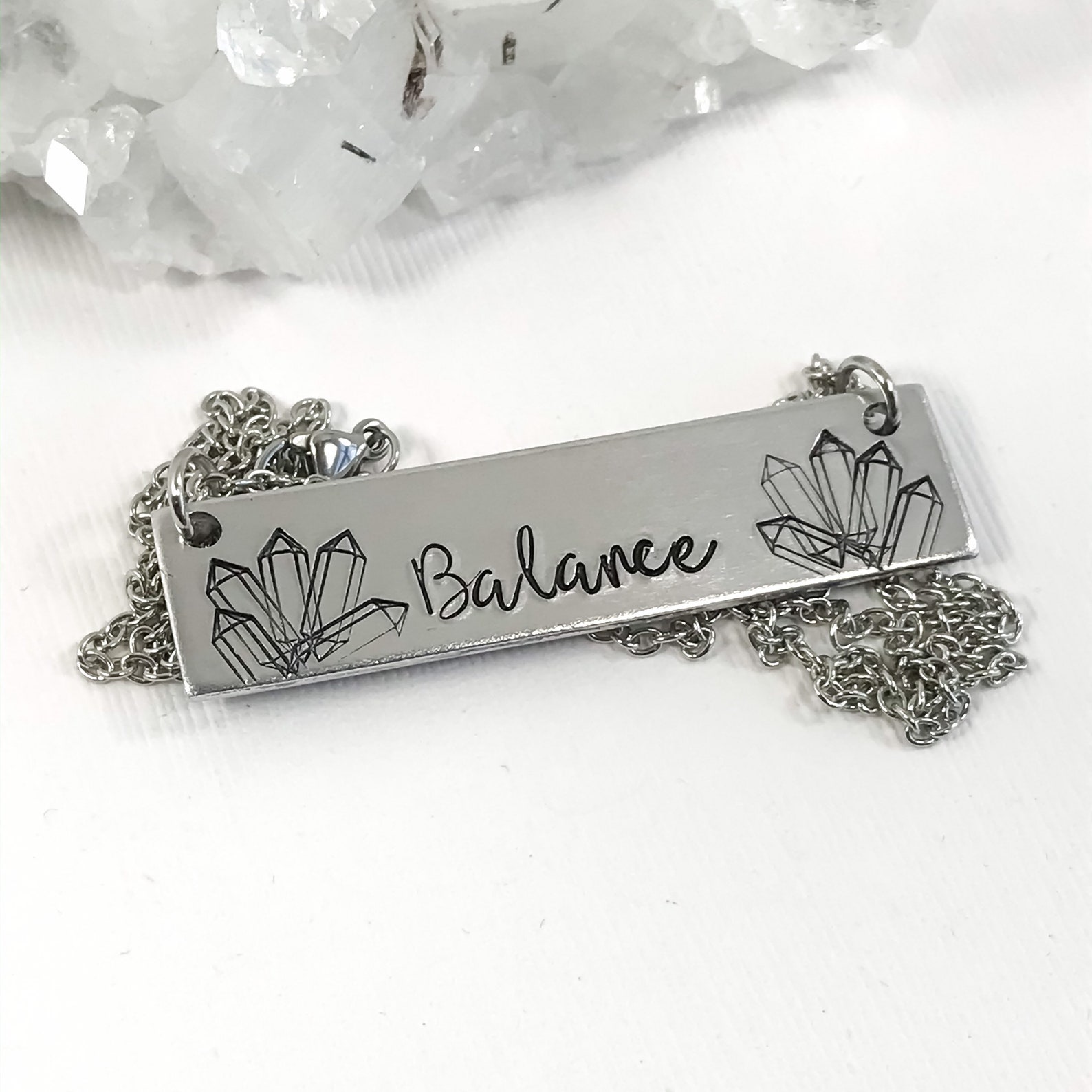 Balance Necklace Mindful Jewelry Crystal Cluster Hand - Etsy