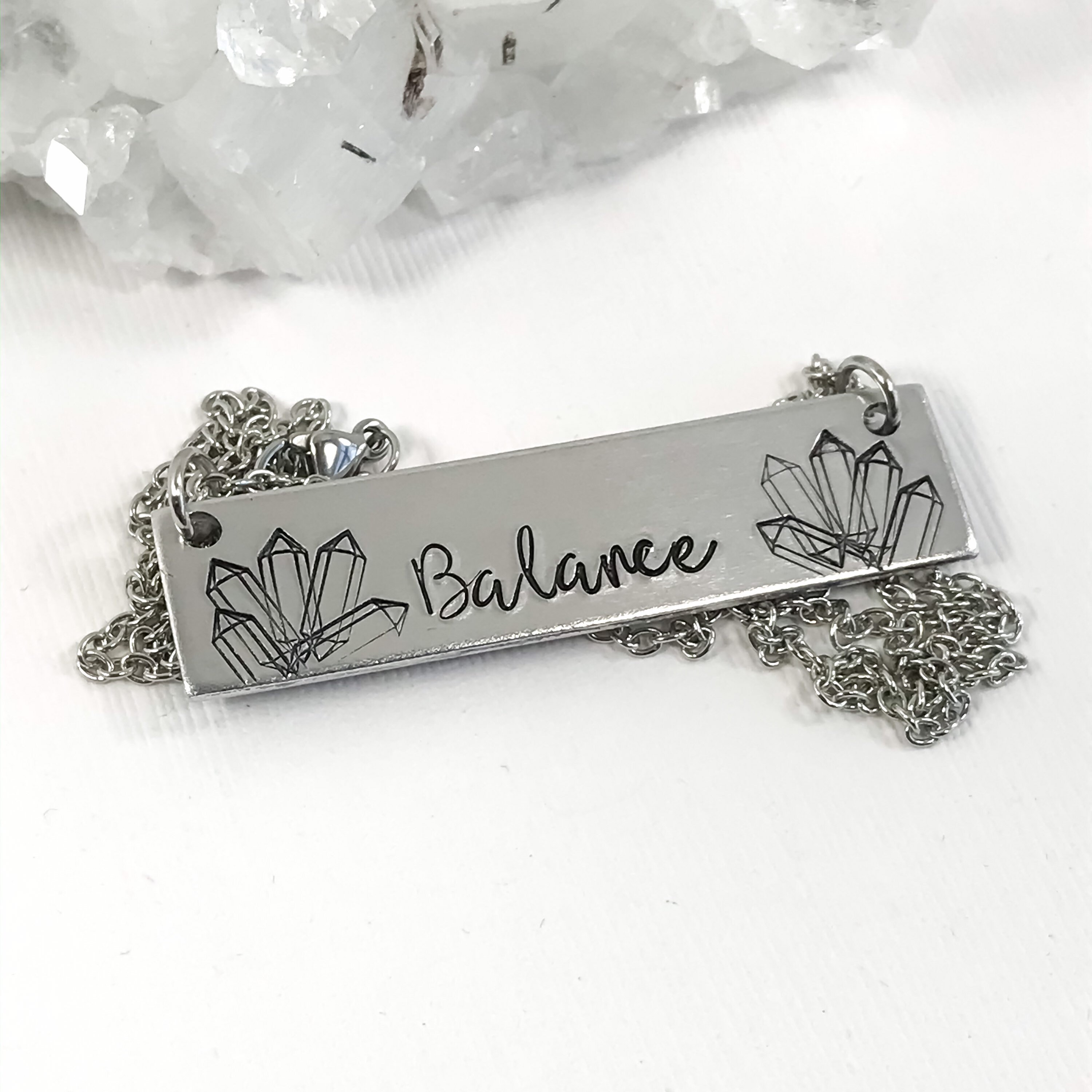 Balance Necklace Mindful Jewelry Crystal Cluster Hand | Etsy