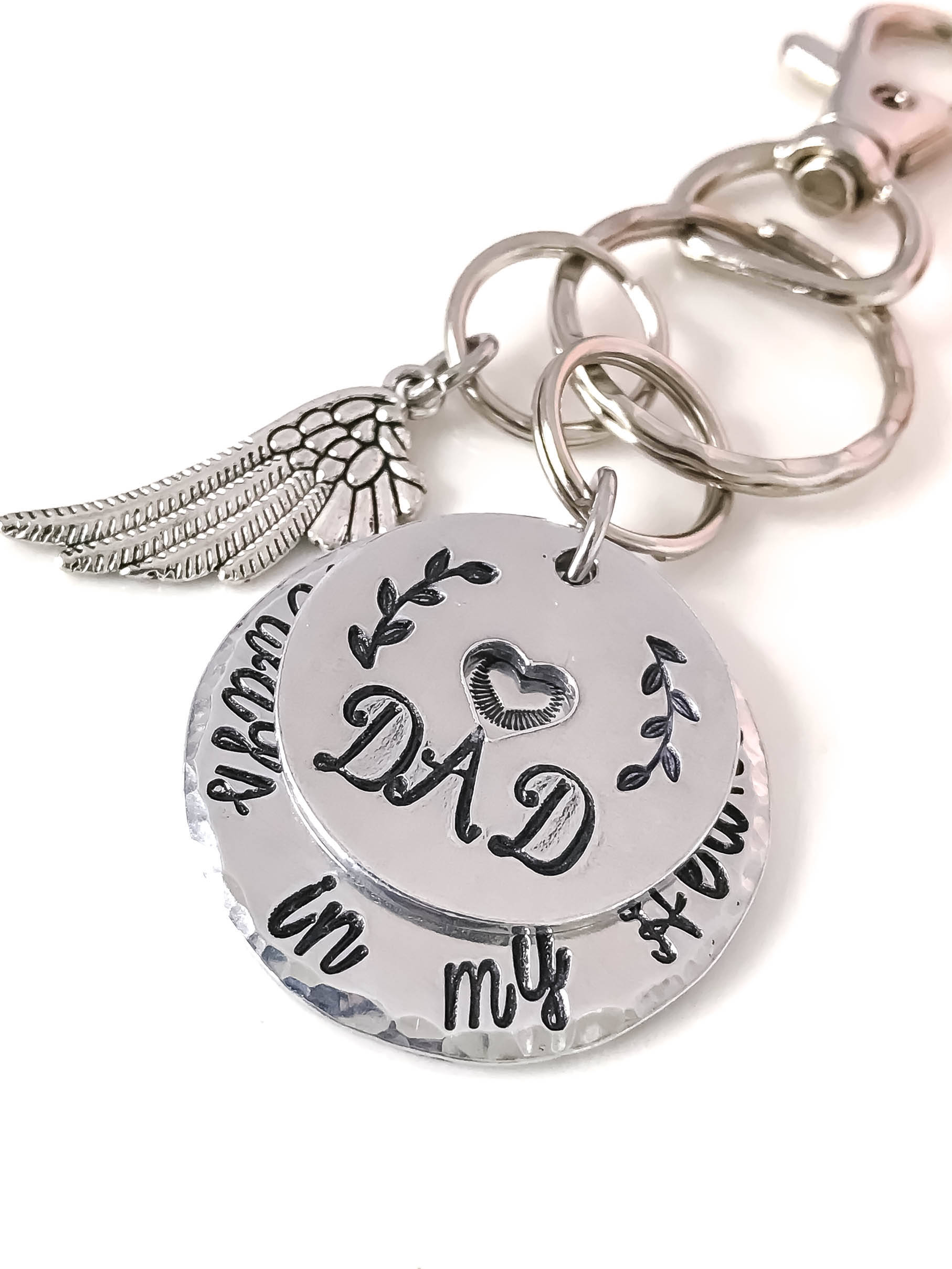 Memorial Keychain Dad and Mom Always in My Heart Sympathy - Etsy