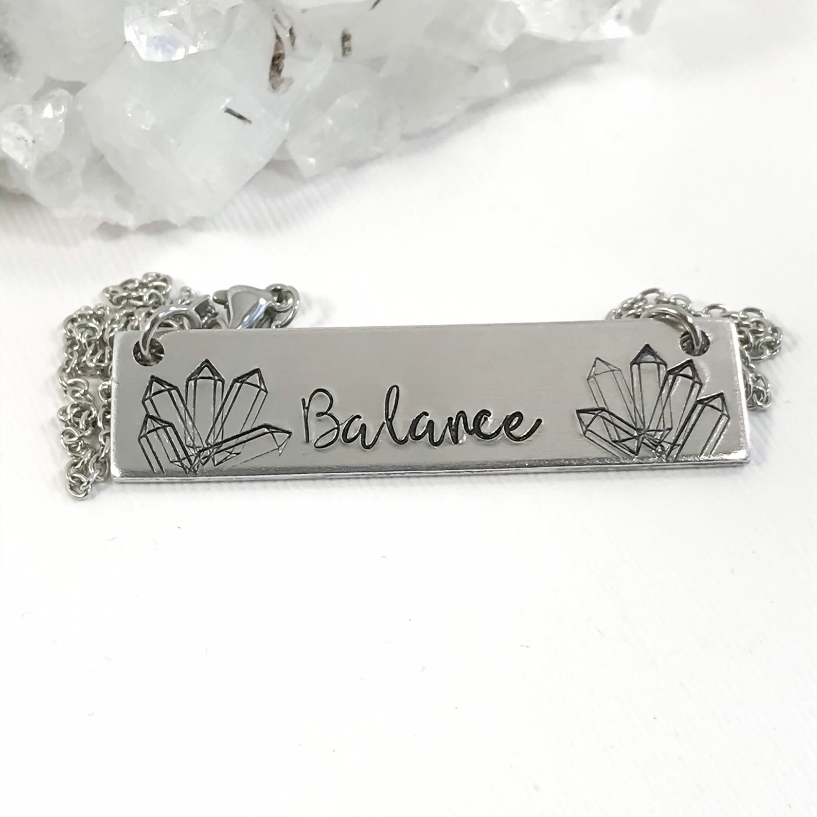 Balance Necklace Mindful Jewelry Crystal Cluster Hand | Etsy