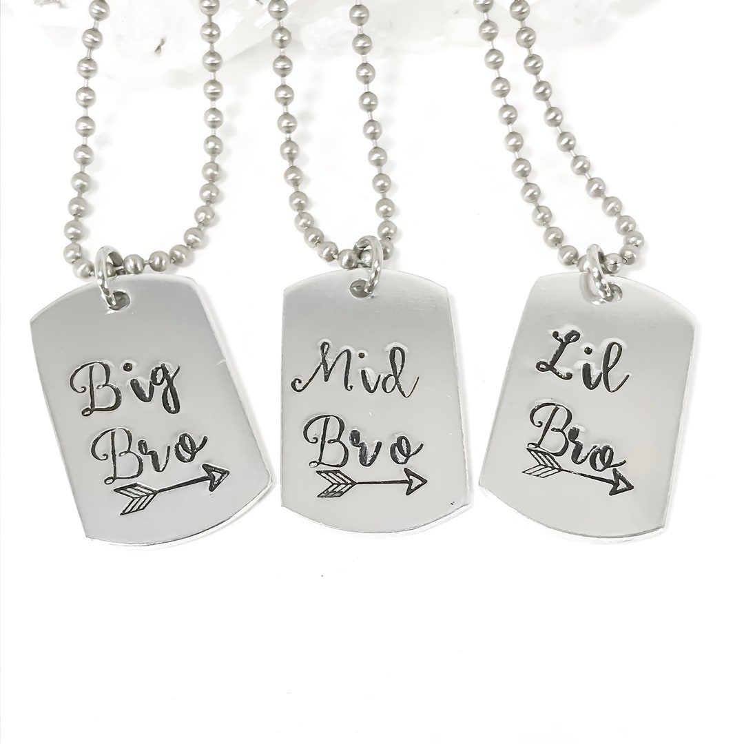 Big Bro Mid Bro Lil Bro Dog Tag Necklace - Big Brother Middle Brother ...