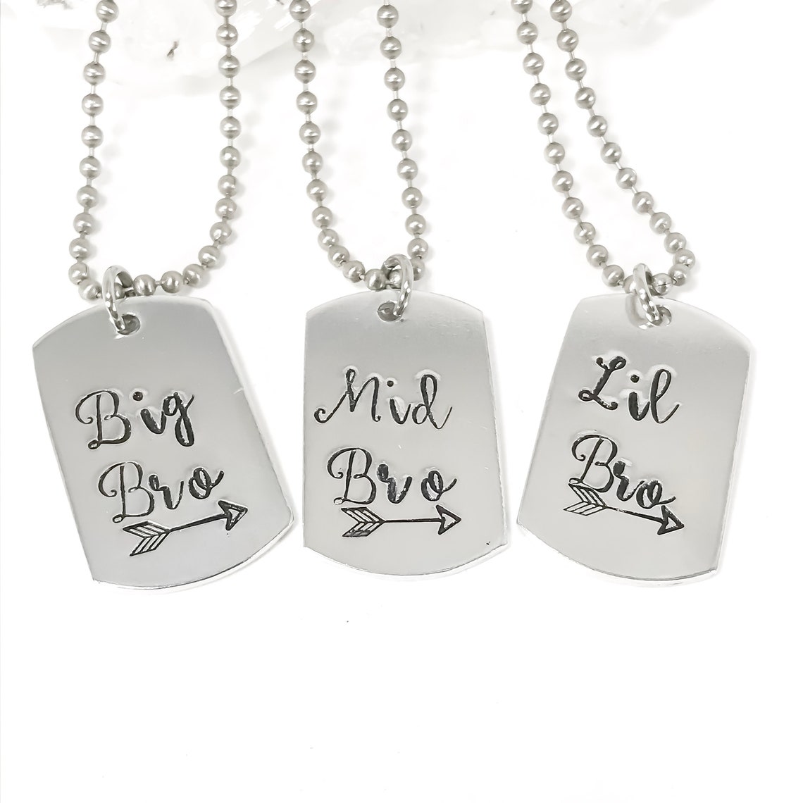 Big Bro Mid Bro Lil Bro Dog Tag Necklace Big Brother Middle - Etsy