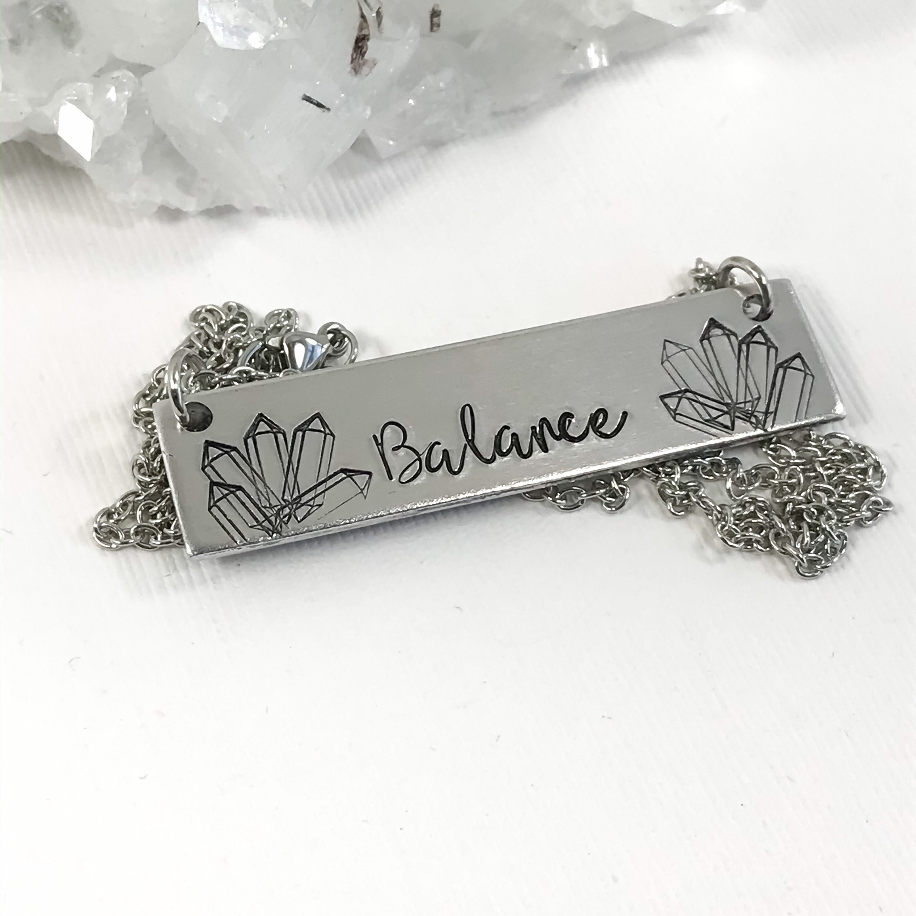 Balance Necklace Mindful Jewelry Crystal Cluster Hand | Etsy