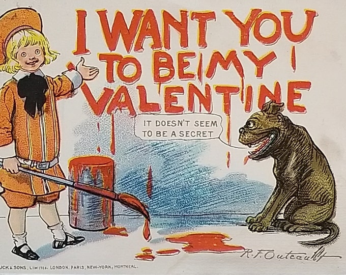 Valentine Postcard Buster Brown & Tige the Dog Artist RF Outcault Tuck ...