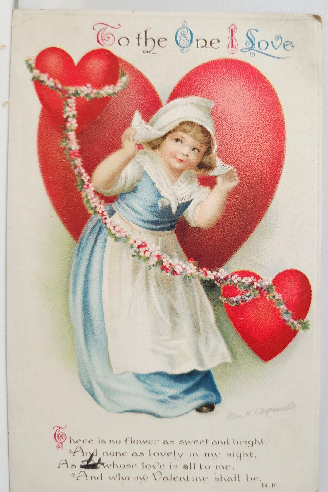 Valentine Postcard Series 1910 Little Dutch Girl With Giant Red Heart ...