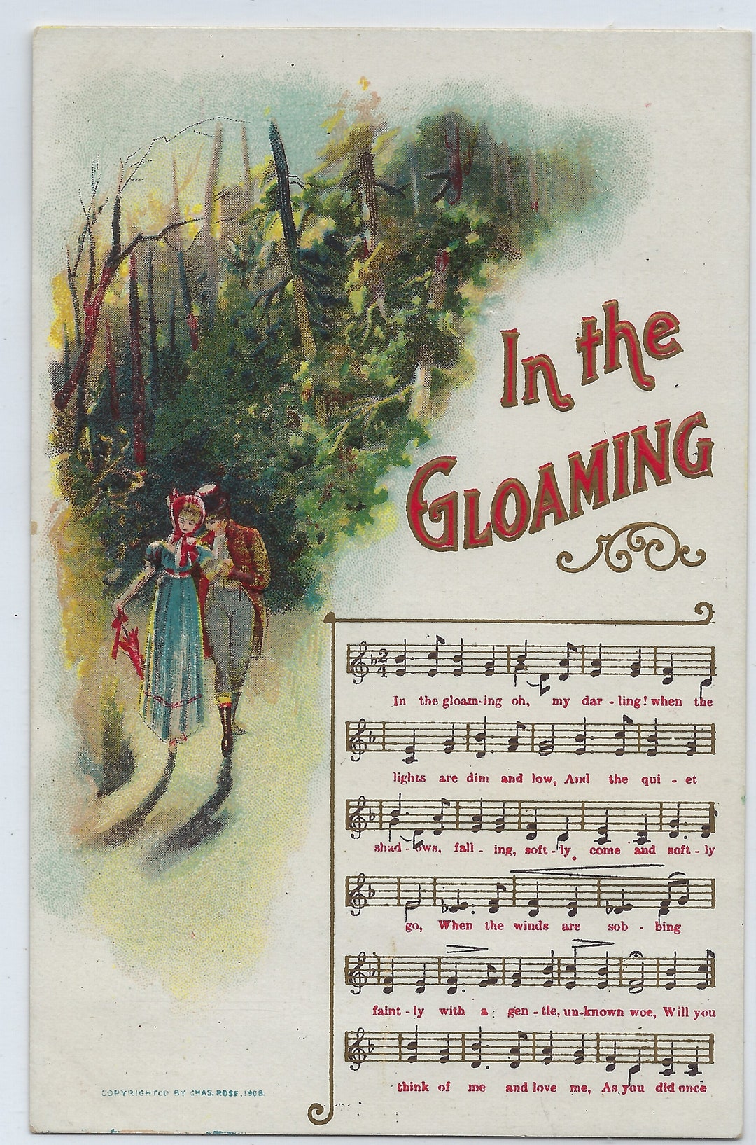 Song Lyric Postcard in the Gloaming Song & Lyrics Chas Ross Series 11/ ...