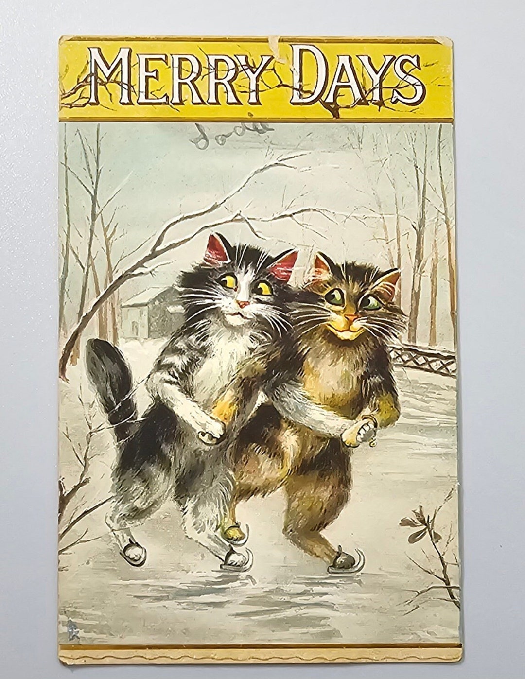 Humanized Cats Postcard Ice Skating Artist Boulanger Tuck No.122 - Etsy