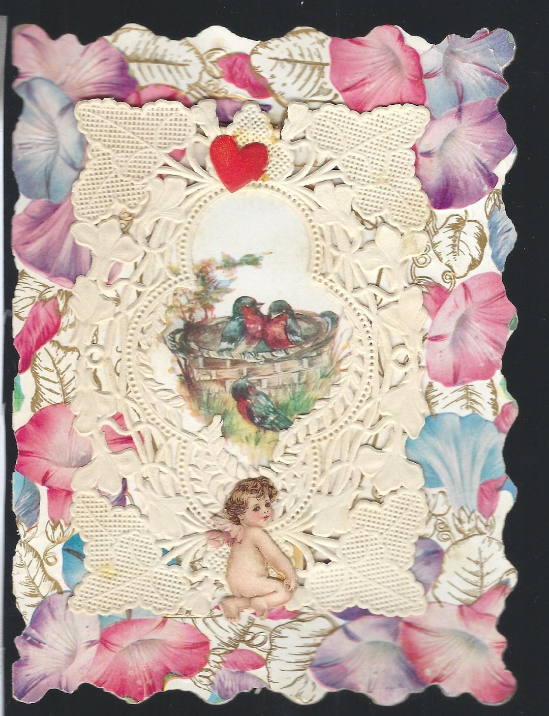 Antique Victorian Die Cut Paper Lace Valentine Card With Cupid - Etsy