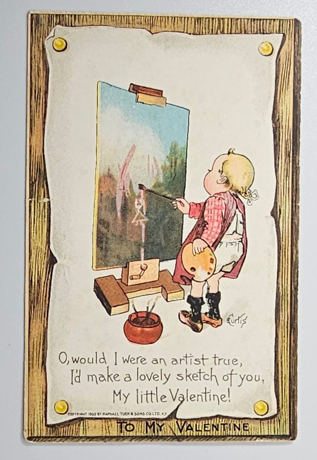 1903 Tuck Valentine Postcard Little Girl Artist Paints Lovely Sketch ...