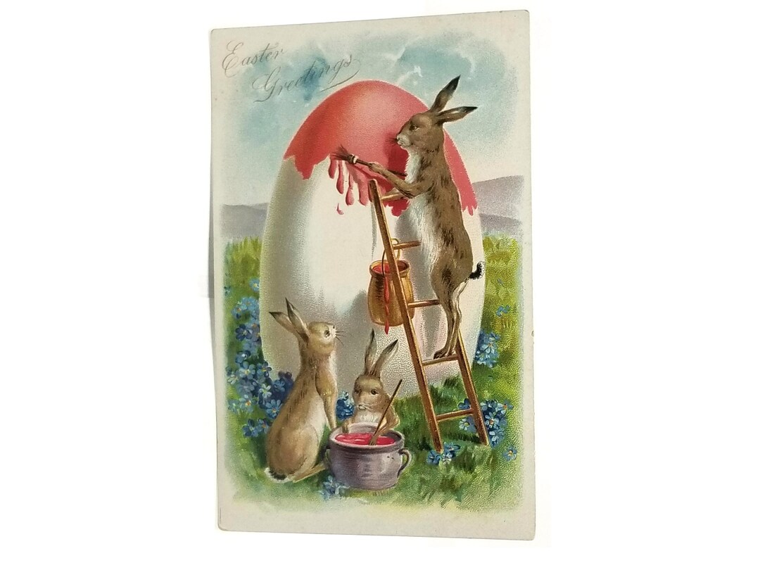 Antique Easter Postcard, Vintage Holiday Post Card, Anthropomorphic ...