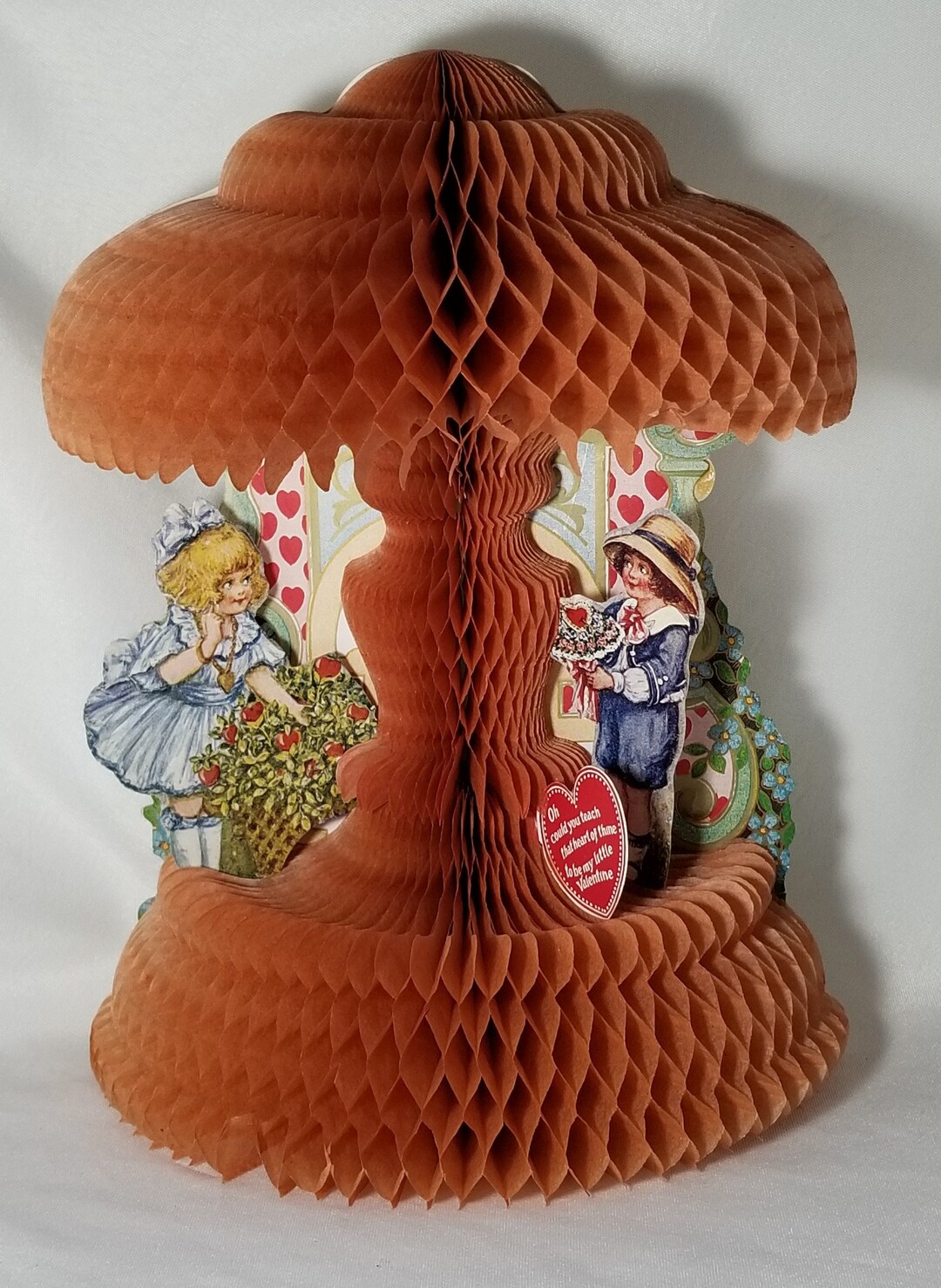 Vintage Antique Biestle Valentine Honeycomb Two Children With Flowers ...