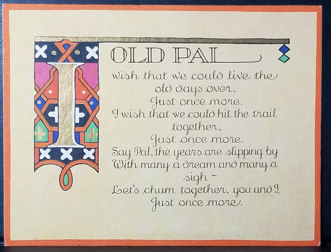 Vintage Paul Volland Arts Craft Card My Pal Poem - Etsy