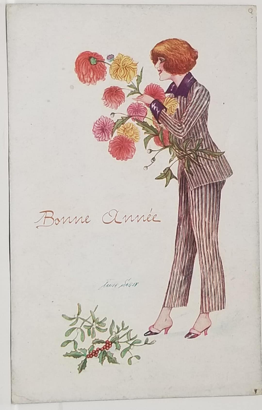 Artist Postcard Signed Xavier Sager Art Deco Happy New Year French ...