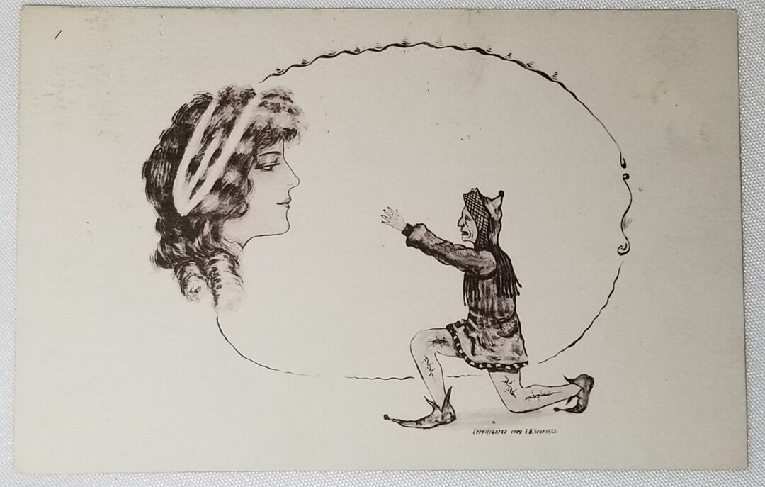 Cobb Shinn Art Nouveau Postcard: Jester Begging Woman - Etsy
