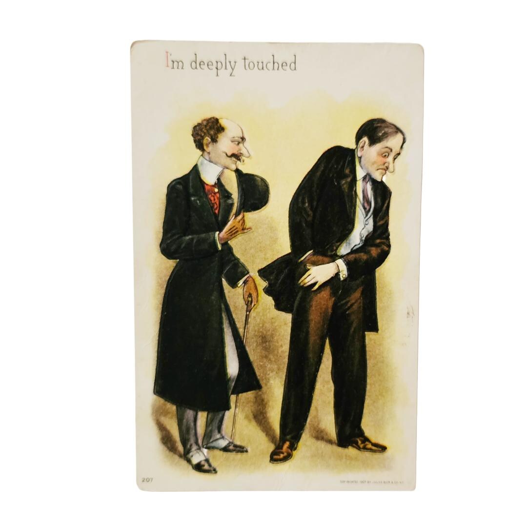 Vintage Postcard I'm Deeply Touched Fancy Dressed Men in Conversation ...