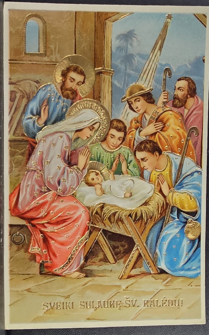 Christmas Postcard Religious Theme Holy Family Nativity - Etsy