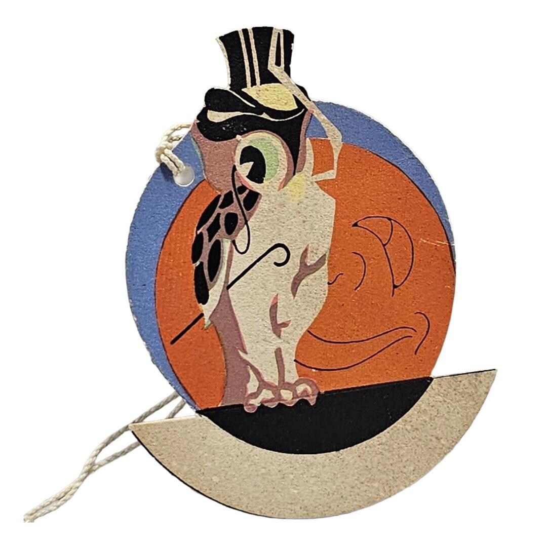 Vintage Halloween Die Cut Tally Card: Deco Owl, Moon & Top Hat - Etsy