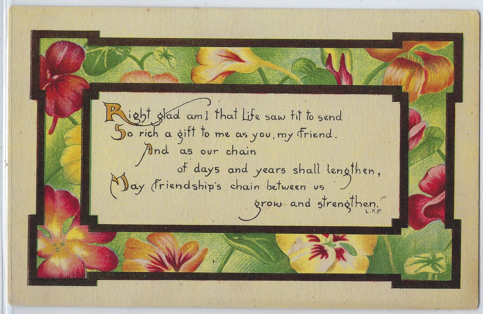 Vintage Postcard Arts & Crafts Rust Poem by LF Pease Flower | Etsy