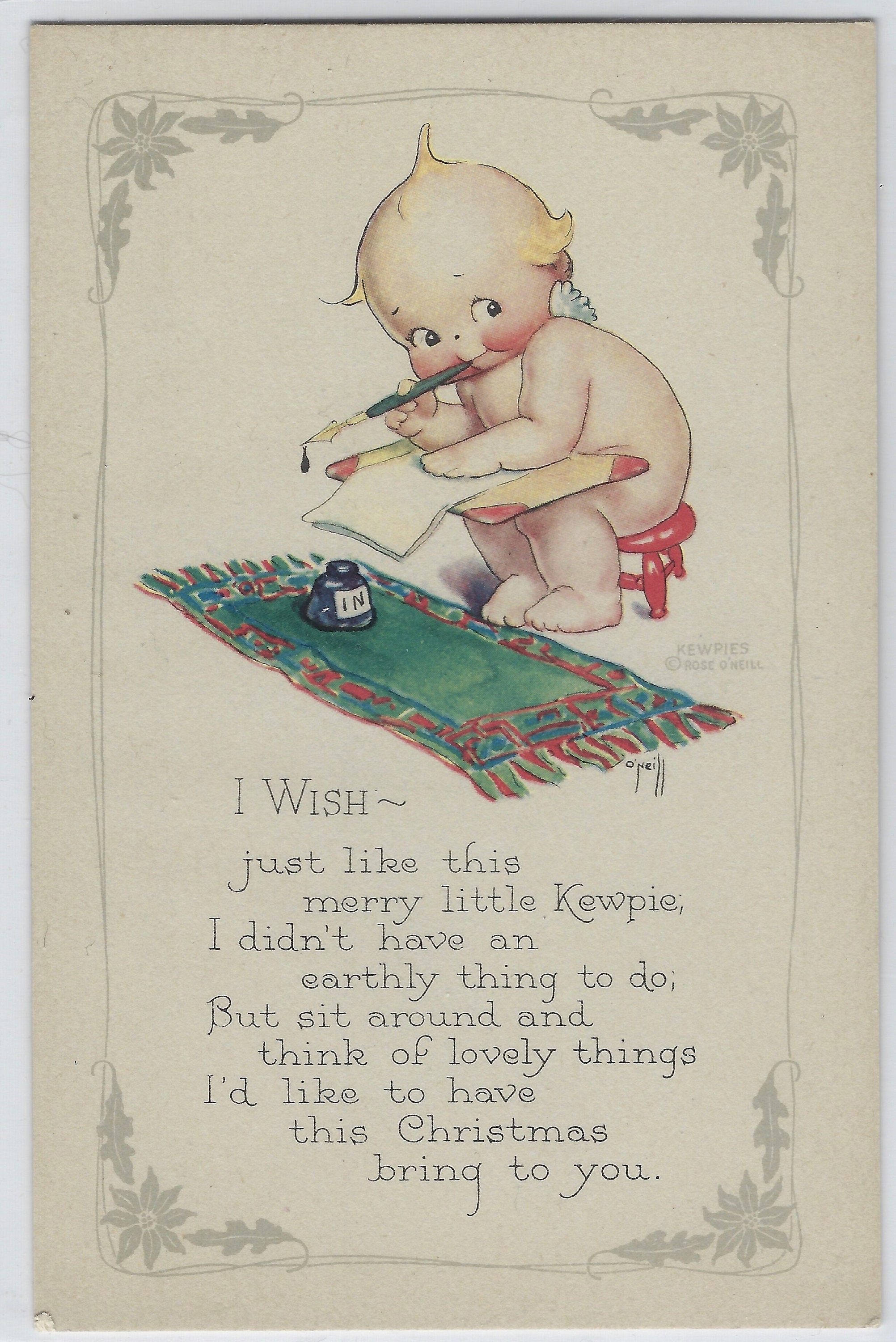 Christmas Postcard Kewpie Writing Santa A Letter - Etsy