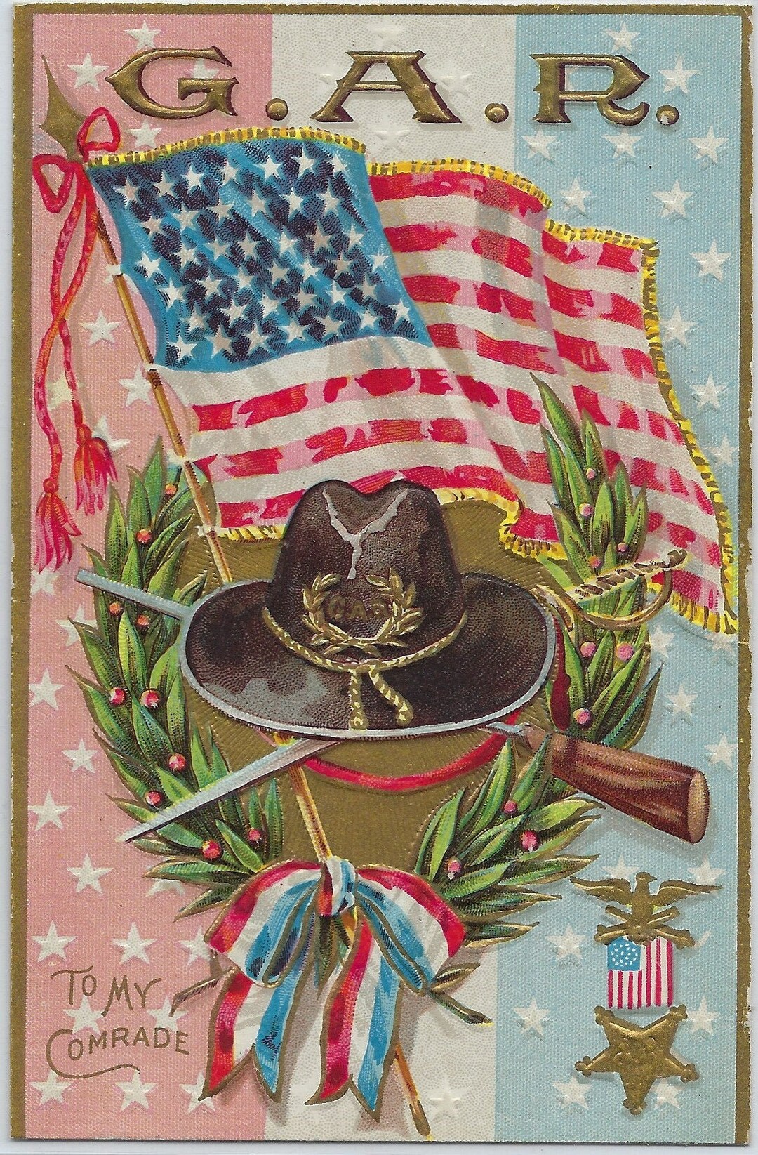 Patriotic Postcard GAR Memorial Day Decoration Day Series 2 Hat ...