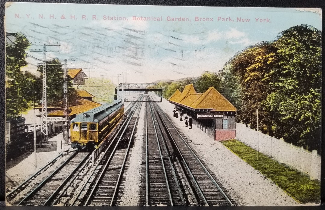 Bronx Park Railroad Train Station Botanical Garden NY NH H Railway RPPC ...