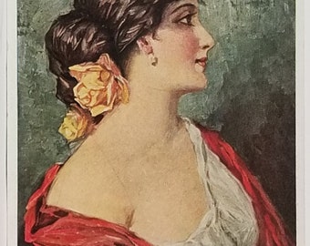 Artist Adolfo Busi Illustrated Postcard // Glamorous Lady in Crinaline ...