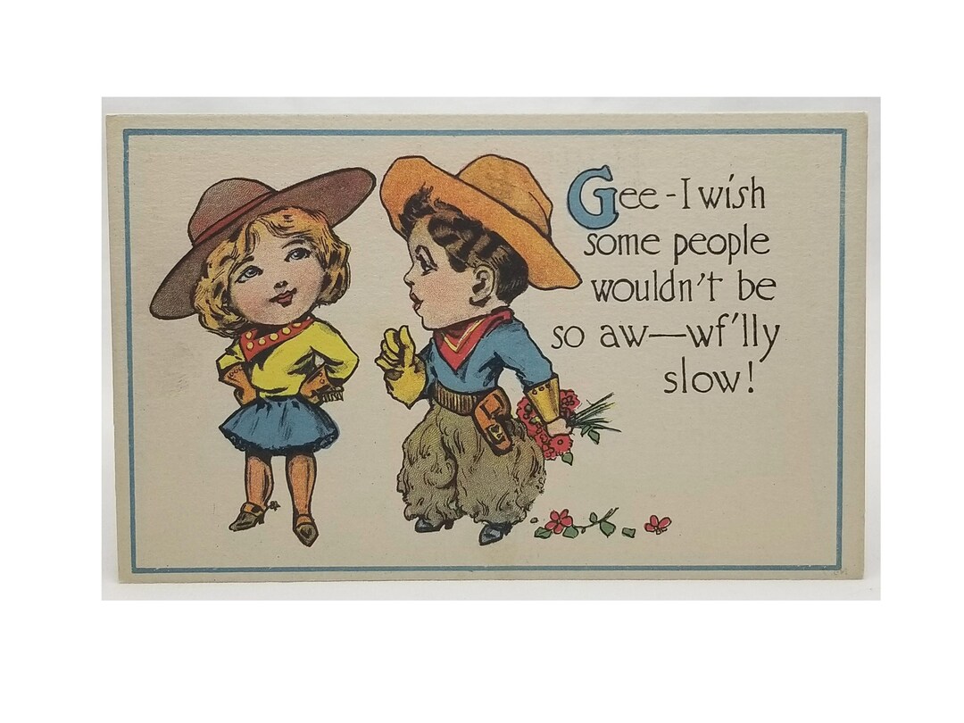 Postcard Children Cowboy & Cowgirl Series 107 - Etsy