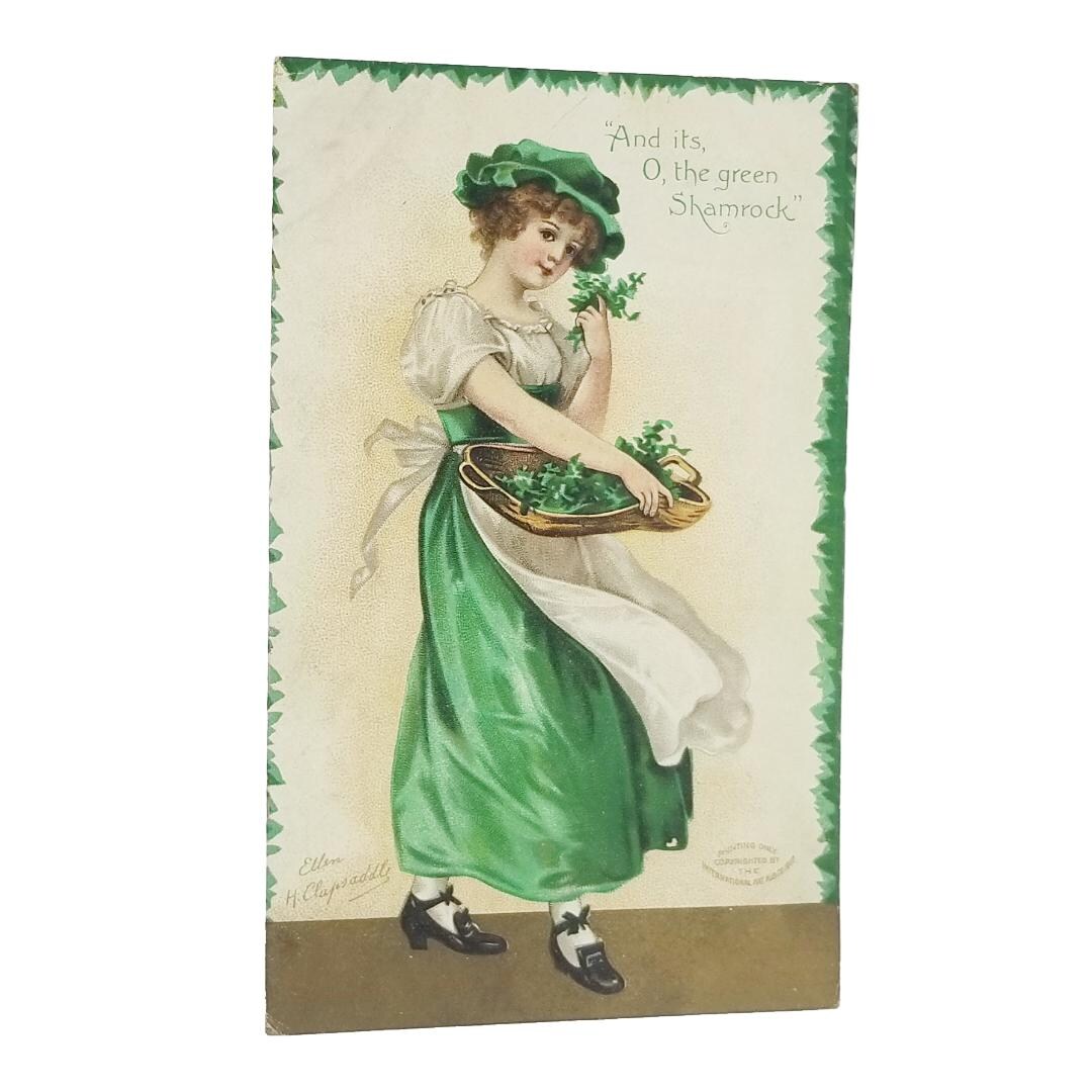 Vintage Saint Patrick's Day Clapsaddle Postcard Girl With Basket of ...