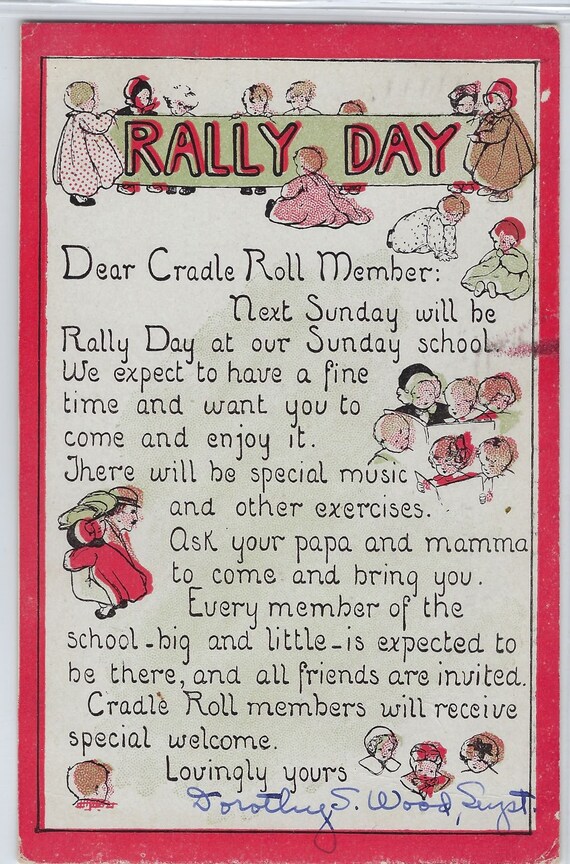 Patriotic Postcard Rally Day Sunday School Invitation - Etsy