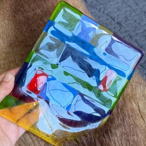 Vintage Handmade Art Glass Studio Colourful Rectangular Tile - Etsy