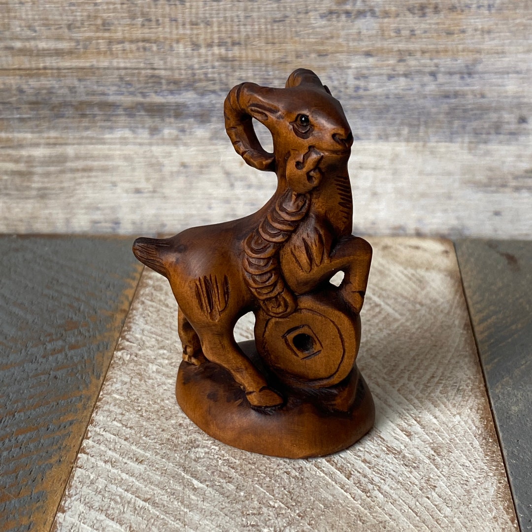 Antique Japanese Signed Hand Carved Boxwood Netsuke Goat With Coins - Etsy