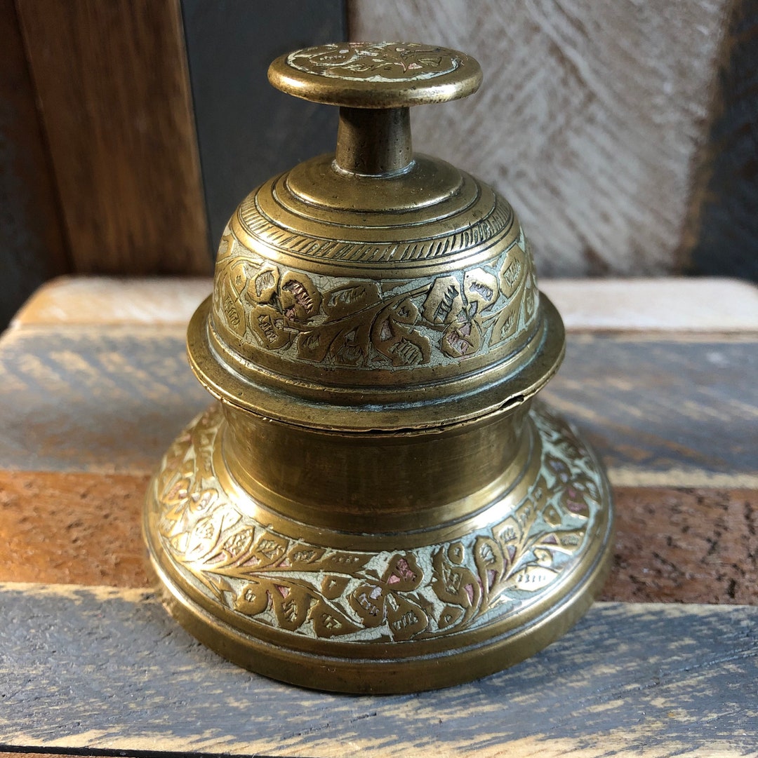 Vintage Small Brass Buddhist Temple Bell Engraved With Flowers - Etsy
