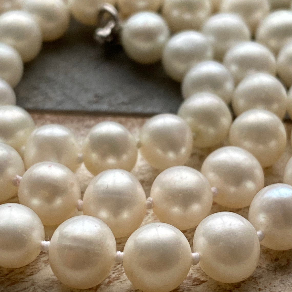 Vintage Natural Fresh Water Baroque String of Pearls Sterling Silver ...