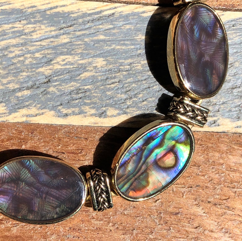 Vintage Monet Gold Toned Mother of Pearl Link Bracelet - Etsy