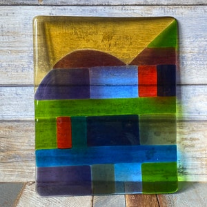 Vintage Handmade Art Glass Studio Colourful Rectangular Tile - Etsy
