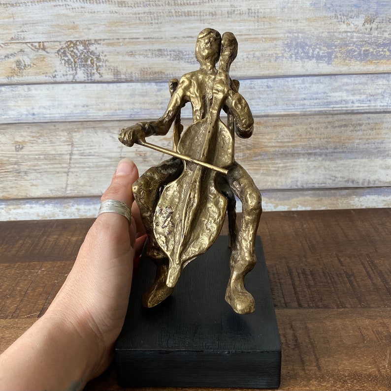 Vintage 1970s Bronze Cellist Musician Cello Player Sculpture - Etsy UK