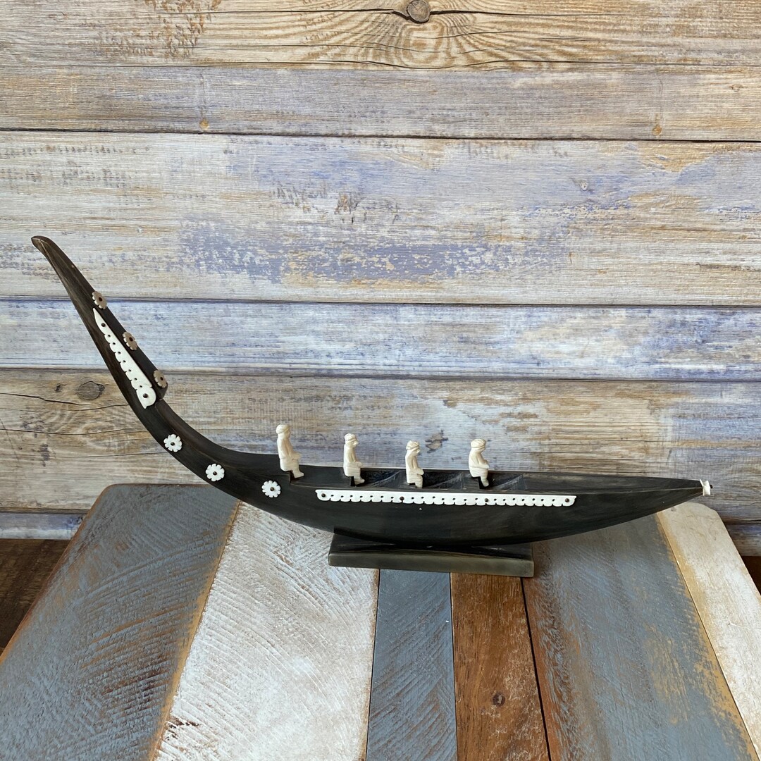 Antique South Asian Hand Carved Ornate Vessel Ship Snake Boat ...