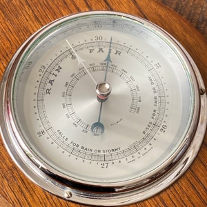 Vintage Traditional Carved Solid Oak Mercurial Barometer Wall Hanging ...