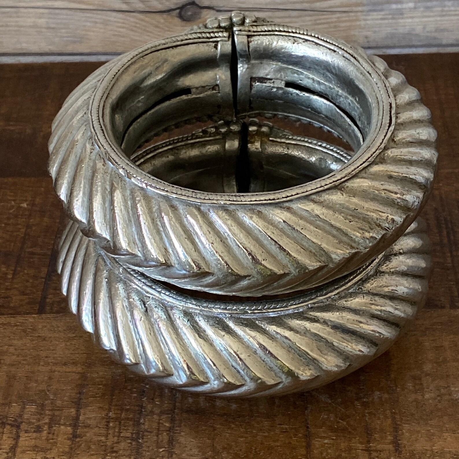 Antique African Tribal Silver Bangle Pair: Chunky Ribbed Anklets - Etsy