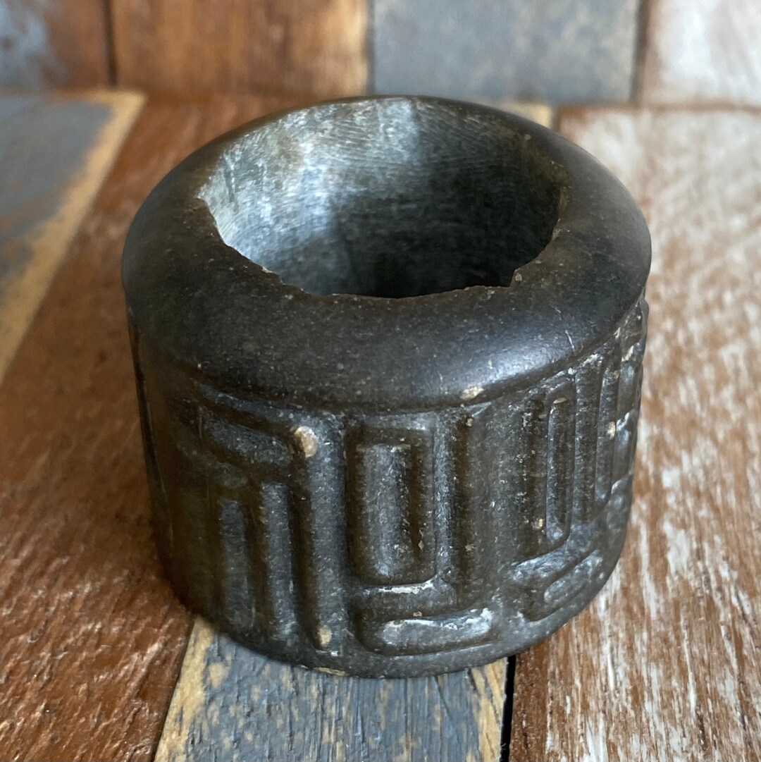 Antique Chinese Carved Jade Archers Ring Engraved With Chinese Marks ...