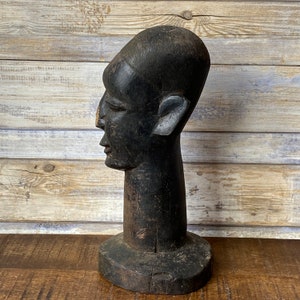 Antique African Tribal Art Head Sculpture Heavy Ebony Wood Medium Size ...