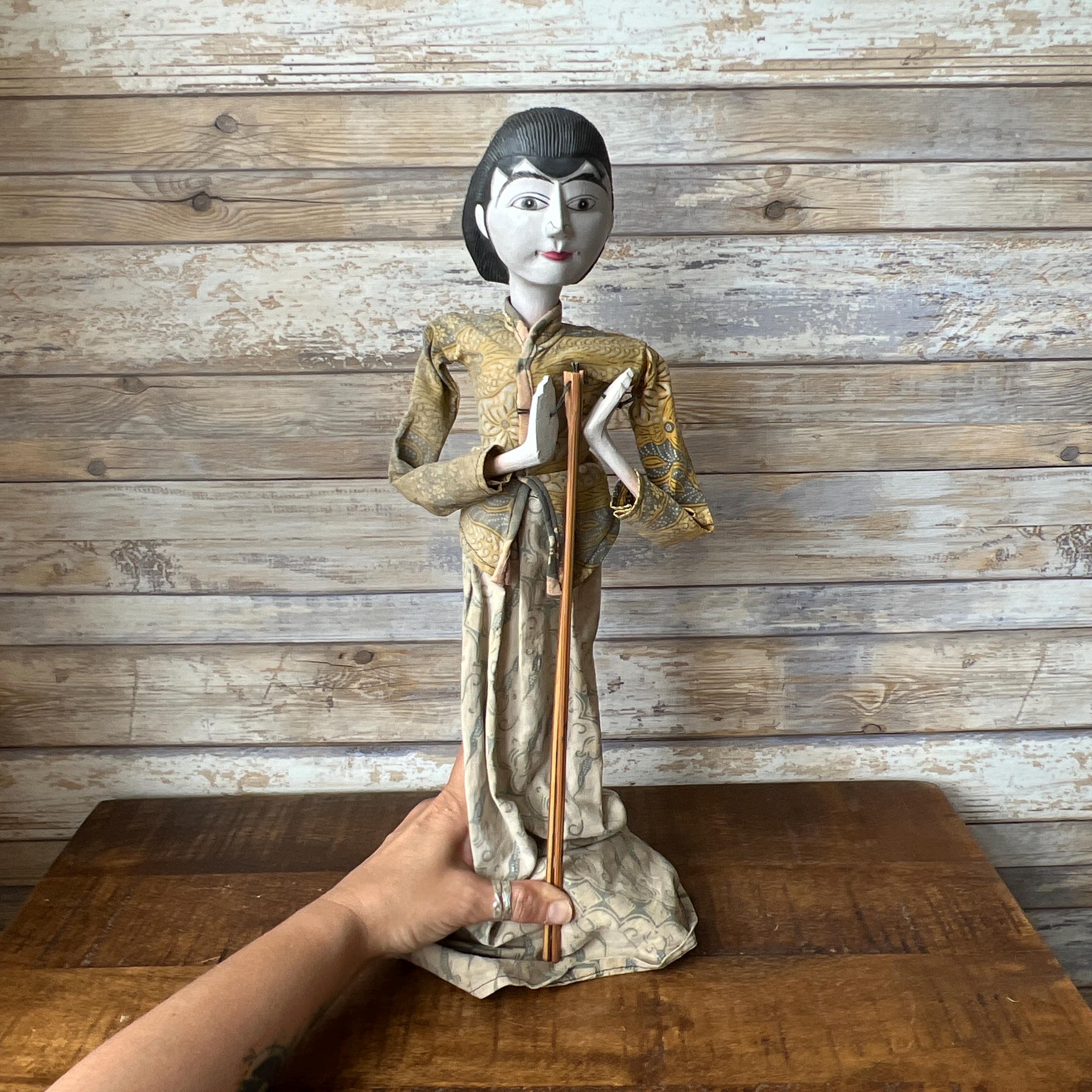 Vintage Indonesian Hand Carved Wooden Theatre Marionette Puppet Doll of ...