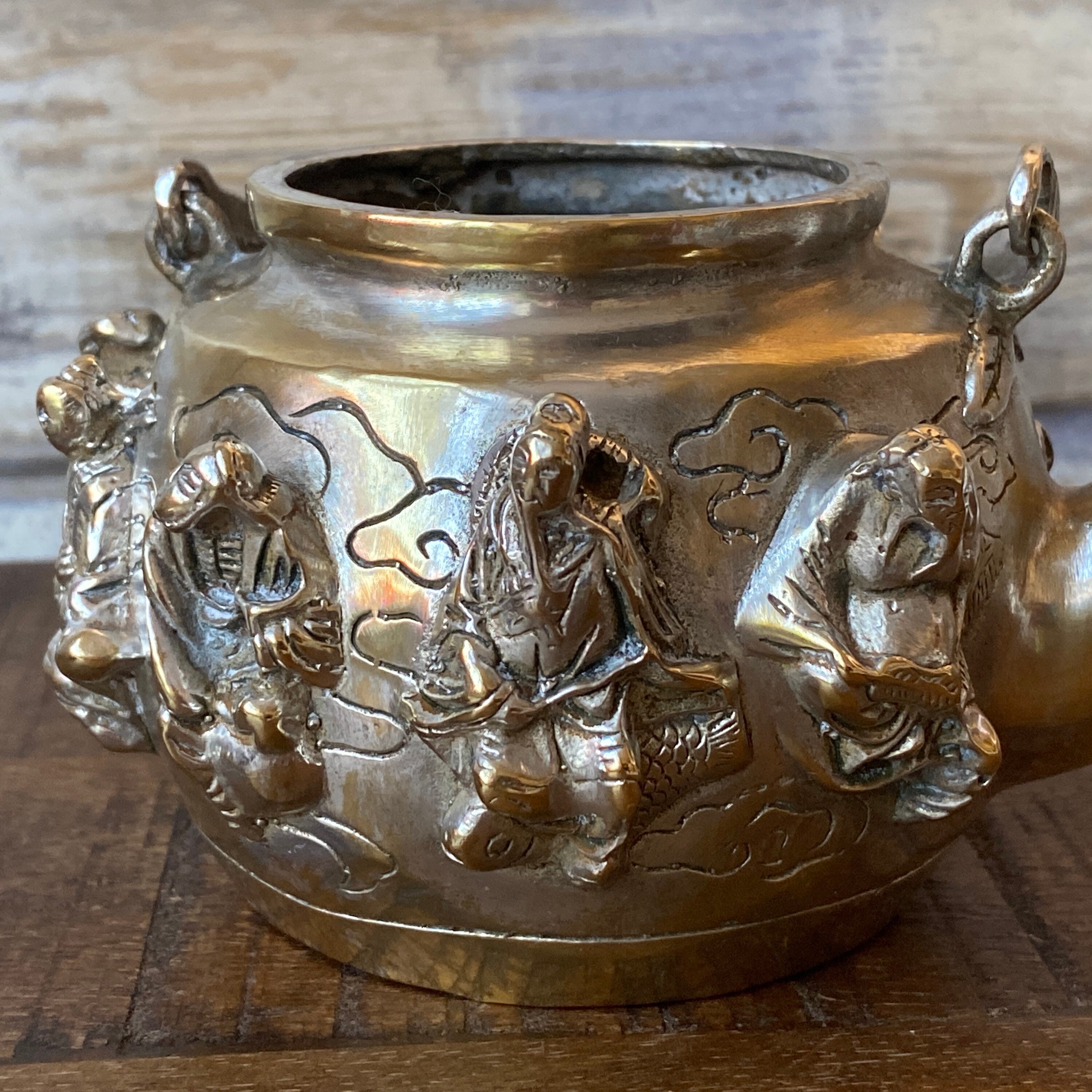 Vintage Chinese Silver Plated Brass Tea Pot With Immortals - Etsy UK