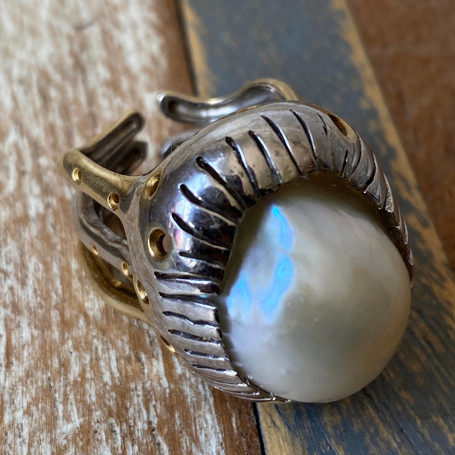 Huge Artisan Handmade Gilded Sterling Silver and Extra Large Baroque ...