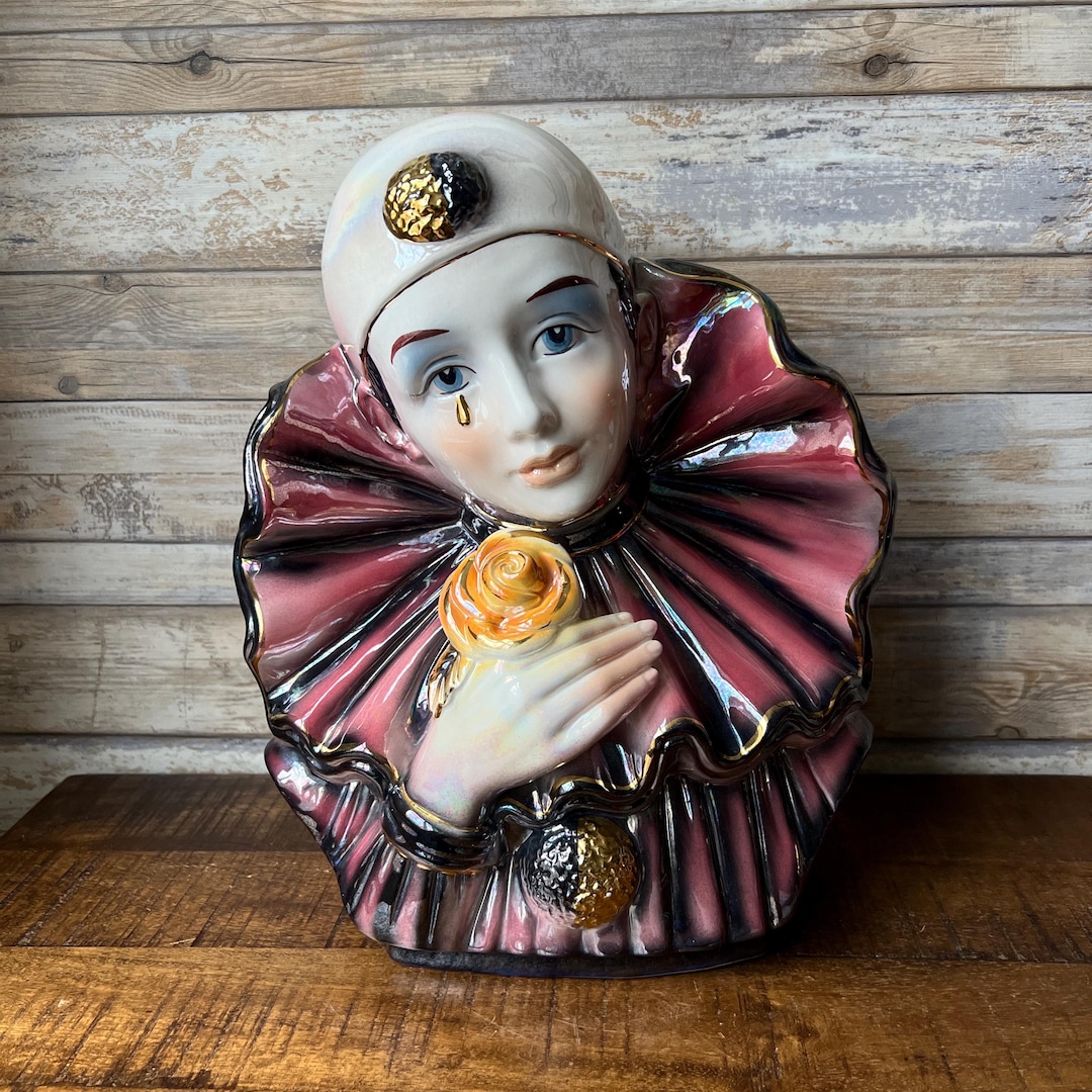 Vintage Italian Capodimonte Iridescent Gilded Porcelain Pierrot ...