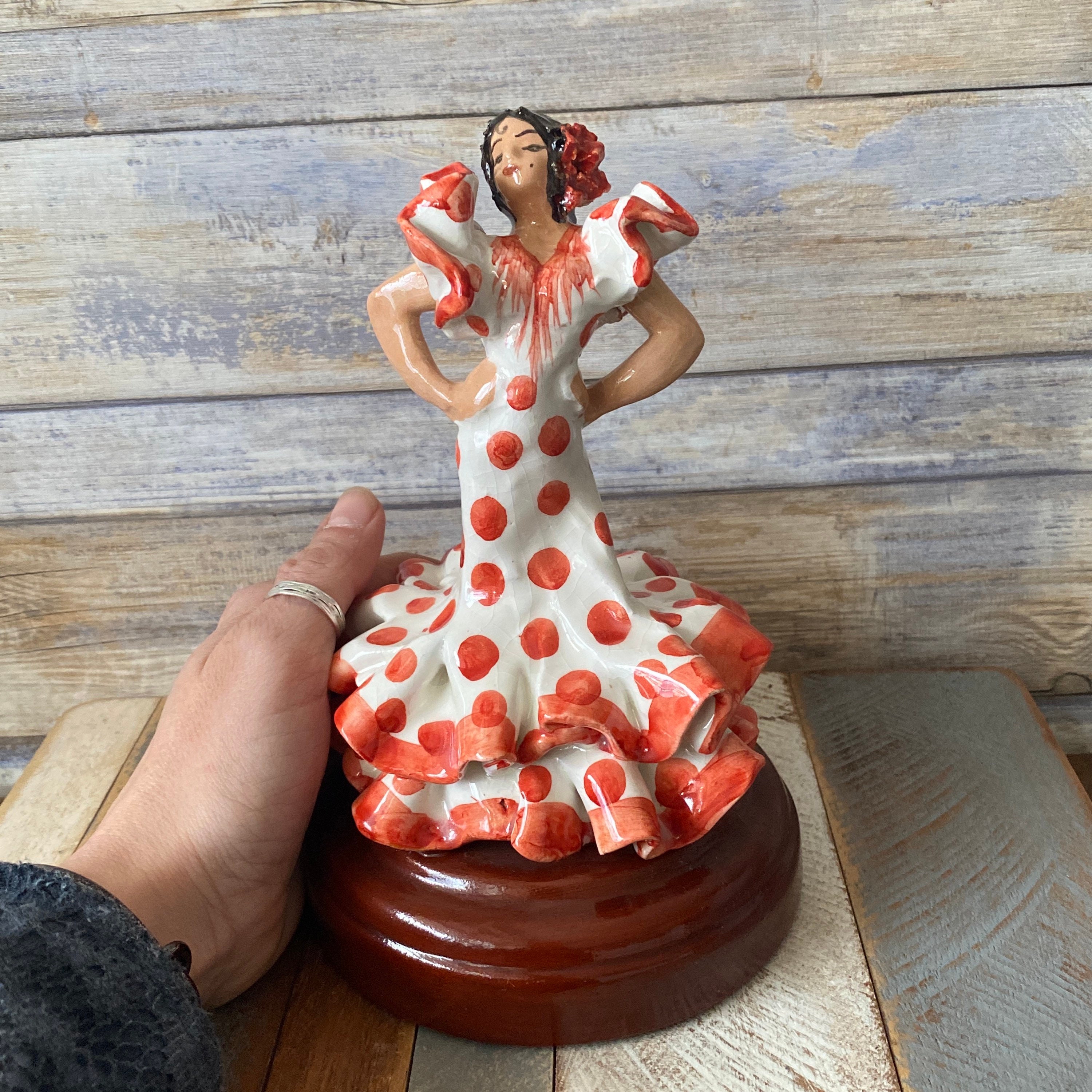 Vintage Spanish Porcelain Flamenco Dancer White Red Polka - Etsy