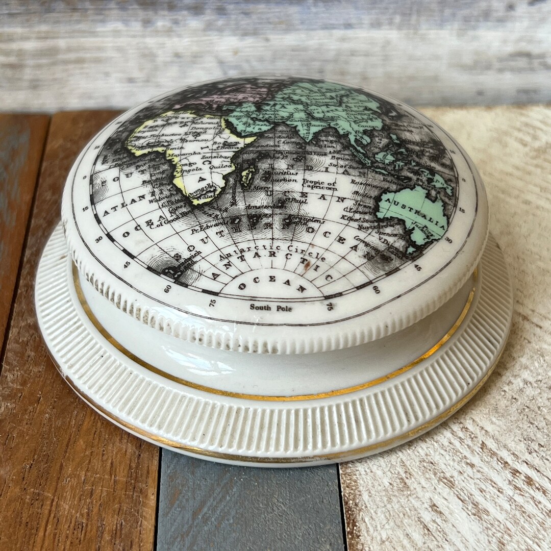 Vintage Staffordshire Porcelain Eastern Hemisphere Paperweight - Etsy