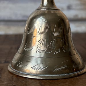 Vintage Solid Brass Decorated With Engraved Patterns Hand Bell Gold ...