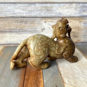 Antique Chinese Carved Jade Mythical Creature Chimera Intricate Details ...