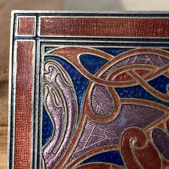 Vintage Celtic Large Square Purple and Blue Cloisonné… - Gem